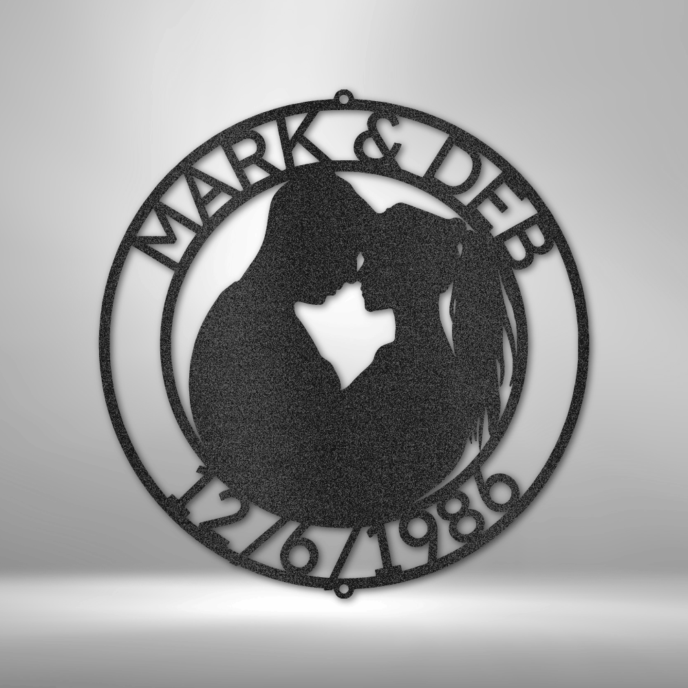 Couple Silhouette Monogram 2 - Steel Sign – Metal Decor 4U