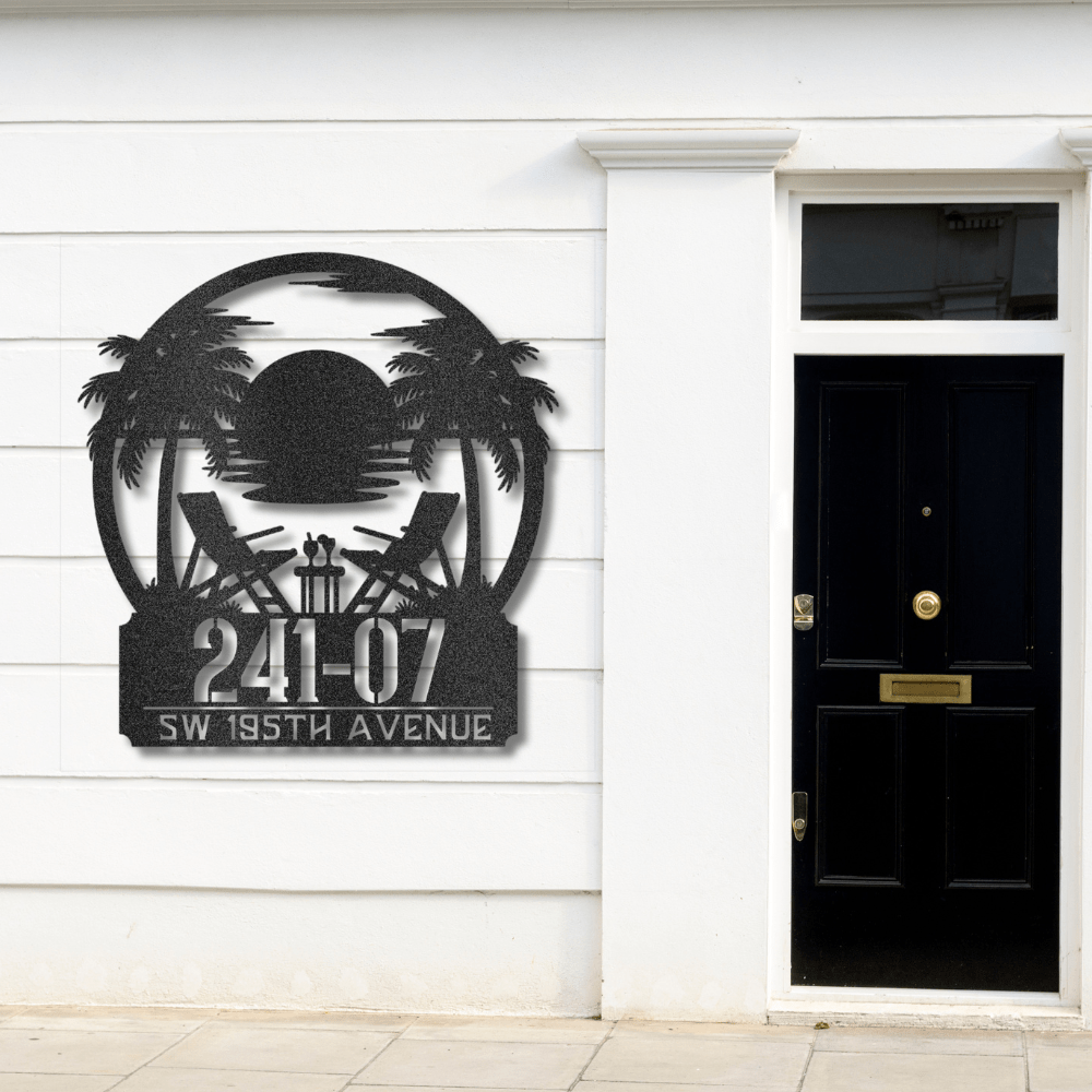 Tropical Sunset Address Monogram – Metal Decor 4U